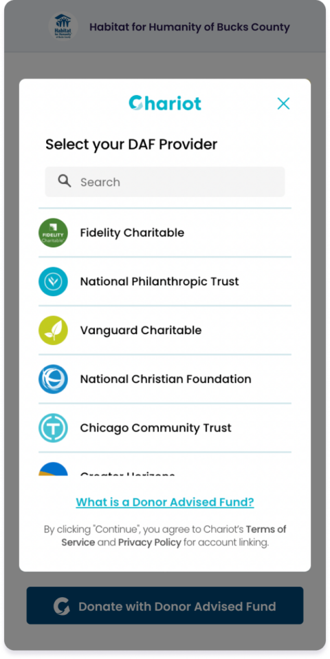 DAF Donations Now Enabled by The Giving Block via Chariot